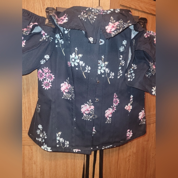 corset storyline | Tops | Corset Story Black Summer Off Shoulder Floral ...